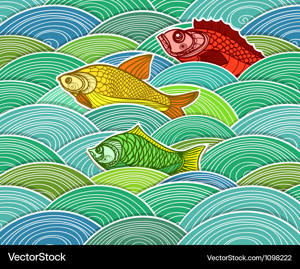 Swimming fish composition Royalty Free Vector Image