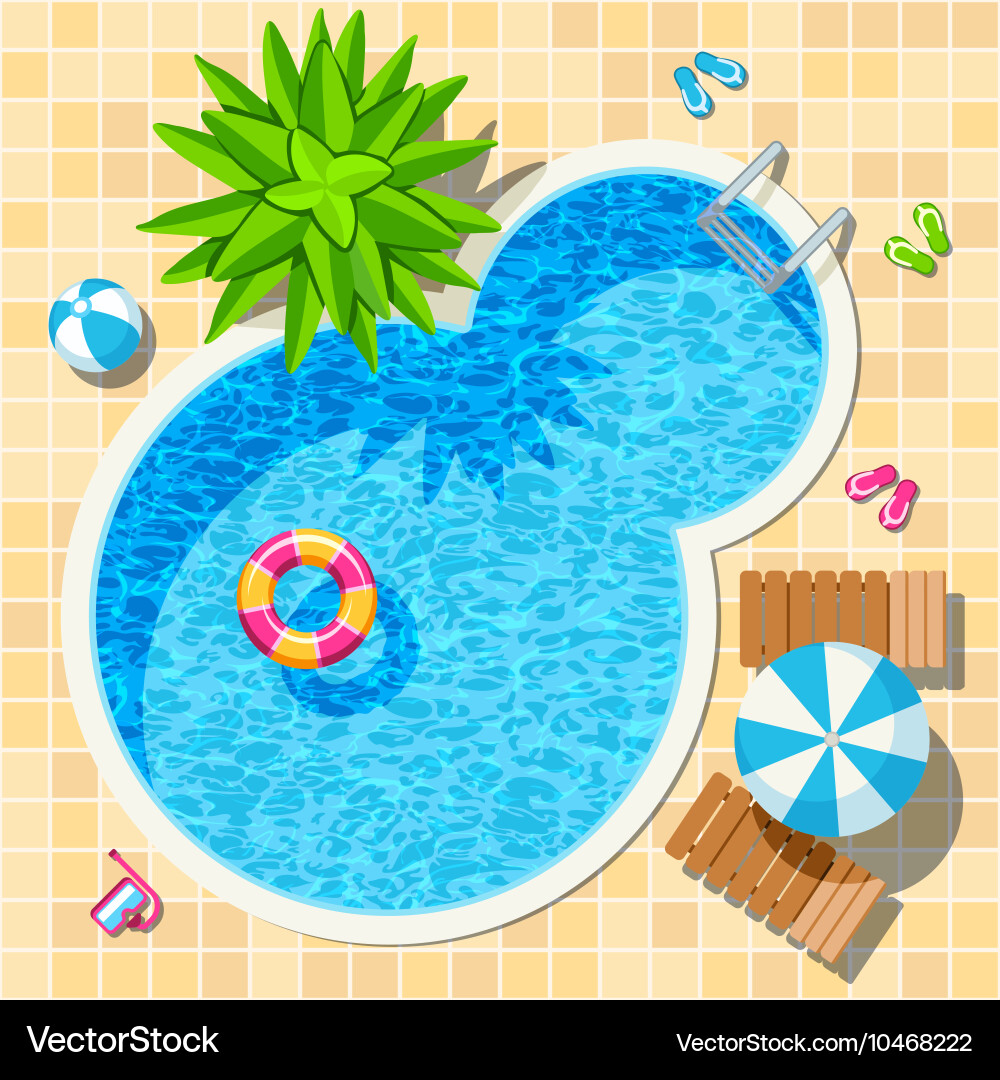 Top view relax swimming pool Royalty Free Vector Image