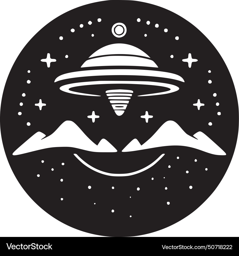 Ufo - black and white isolated icon Royalty Free Vector