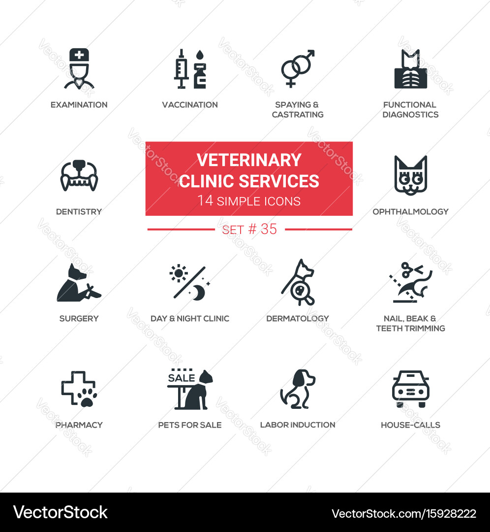 Veterinary clinic services - modern simple icons Vector Image