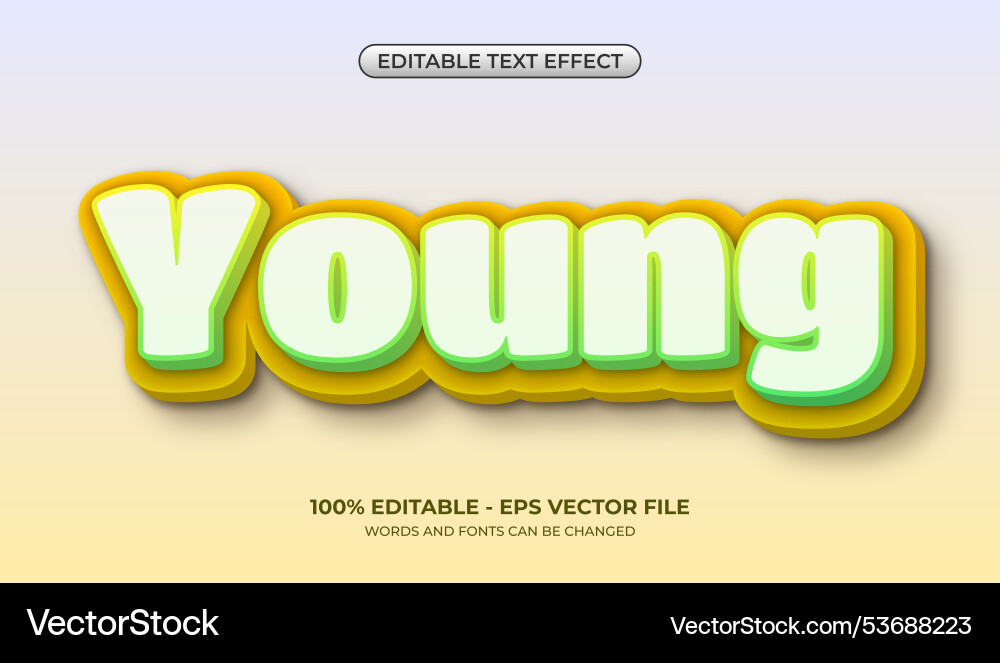 3d young text effect editable cheerful kids comic Vector Image