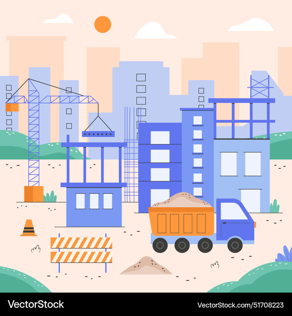 A construction site dump truck Royalty Free Vector Image
