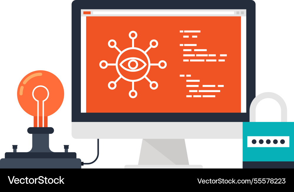 Antivirus system flat web icon concept Royalty Free Vector