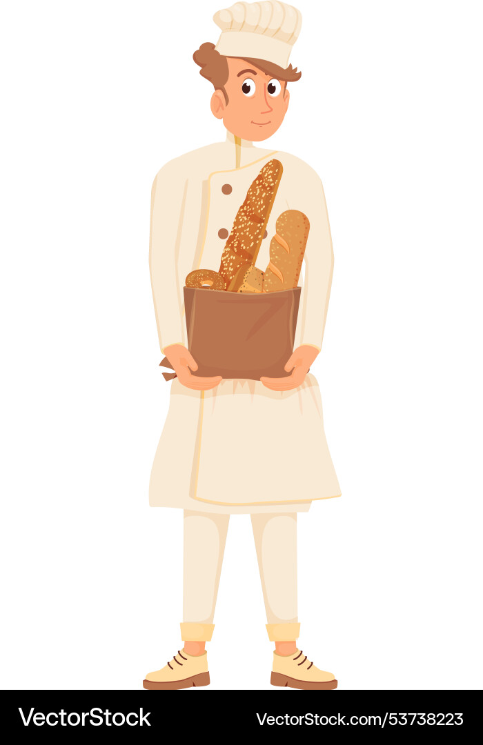 Bakery cartoon worker cooking man with fresh Vector Image