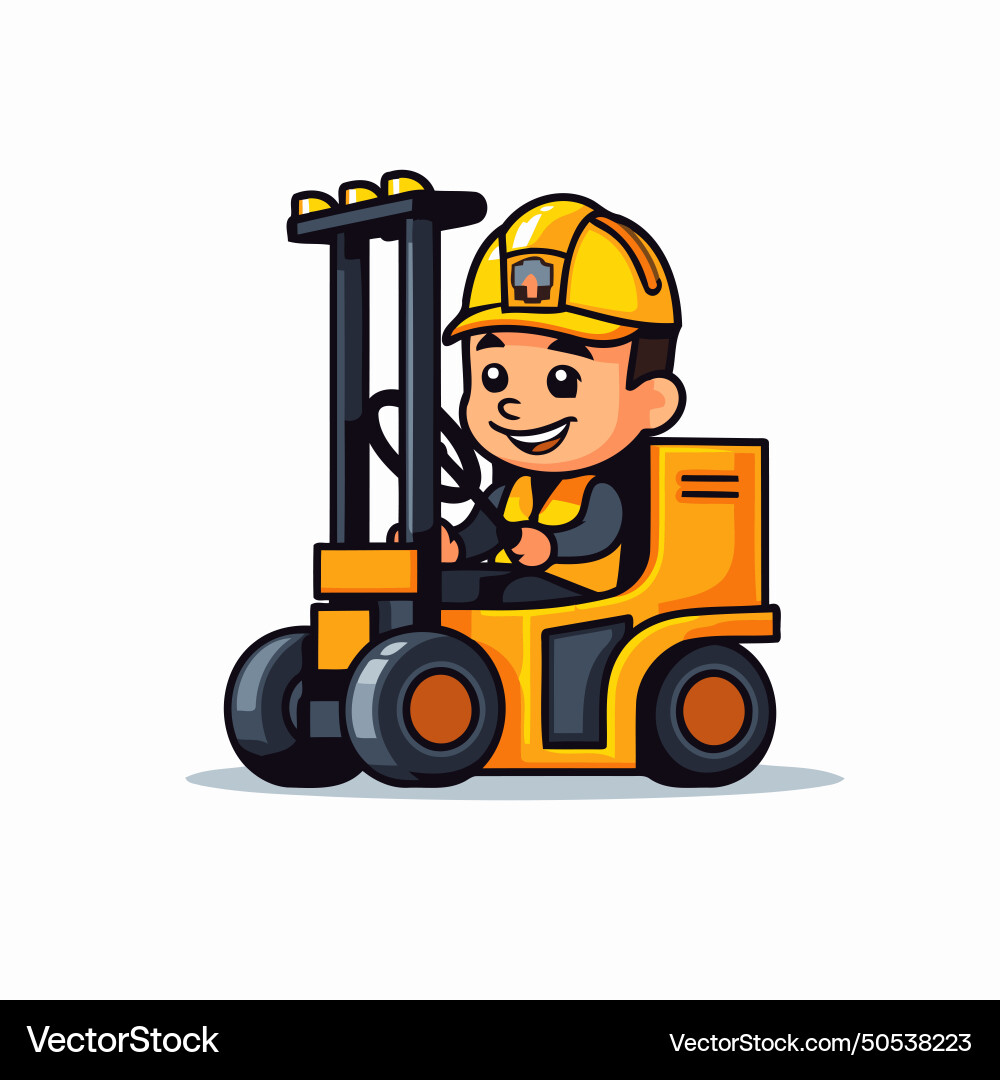 Forklift loader cartoon character Royalty Free Vector Image