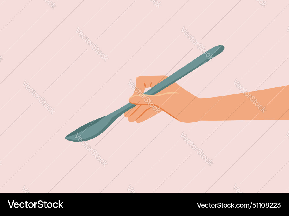 Hand holding a spoon cartoon Royalty Free Vector Image