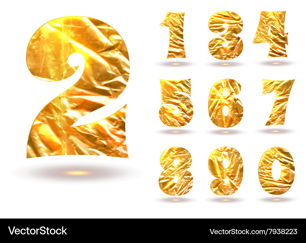 Set of numbers made foil Royalty Free Vector Image