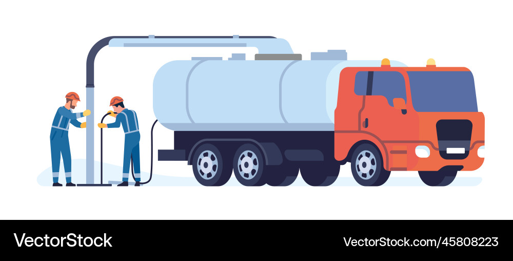 Sewer cleaning service workers clean sewerage Vector Image