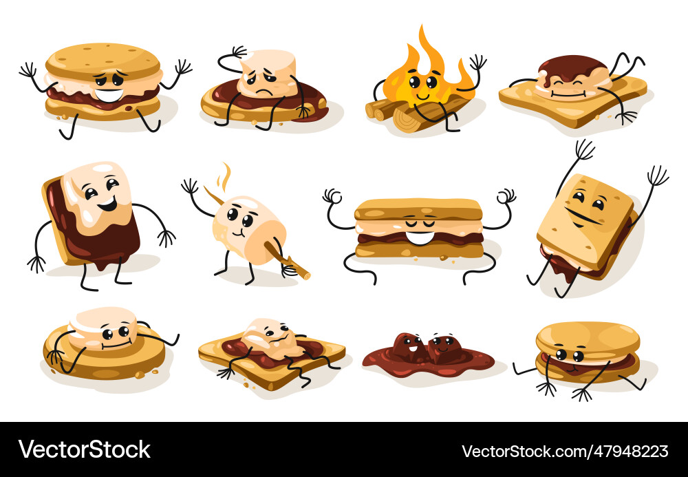 S'mores Character Set Royalty Free Vector Image