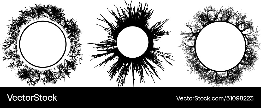 Tribal thorn circle frame set gothic style Vector Image