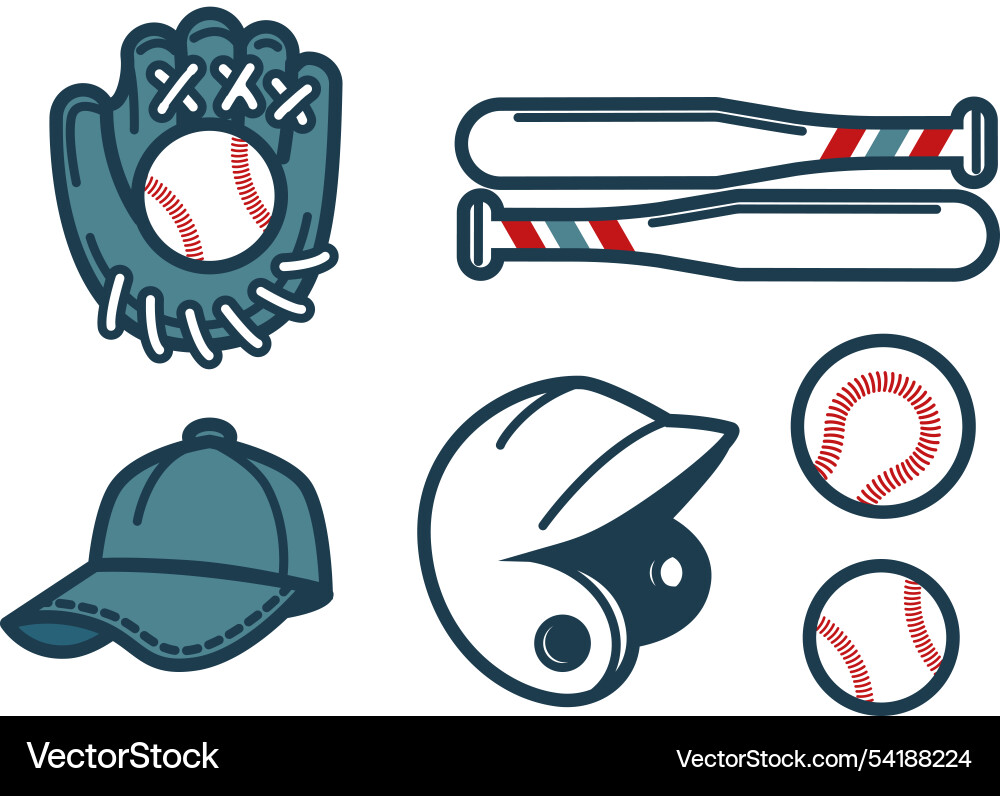 Baseball equipment set Royalty Free Vector Image