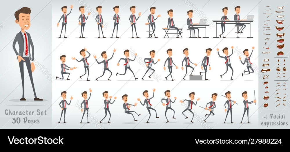 Cartoon cute office boy character big set Vector Image
