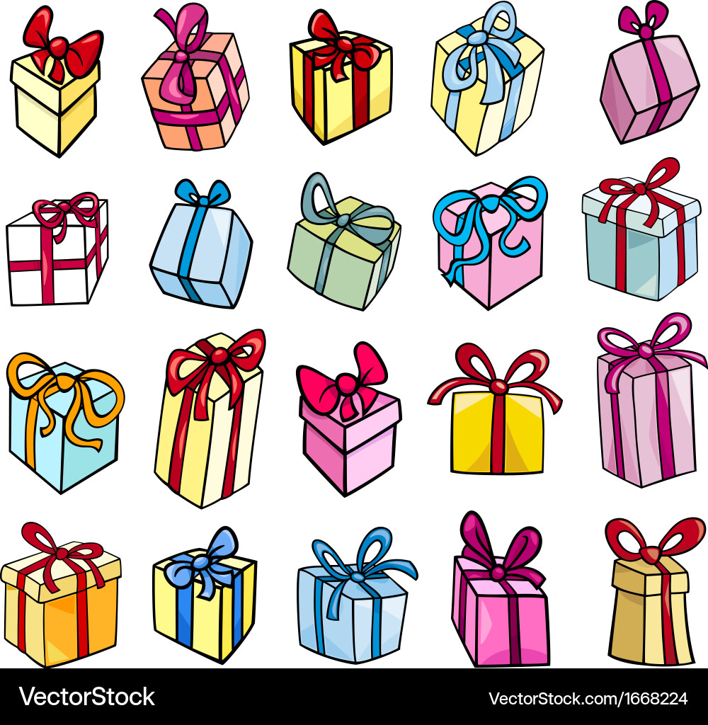 Christmas or birthday gift clip art set Royalty Free Vector