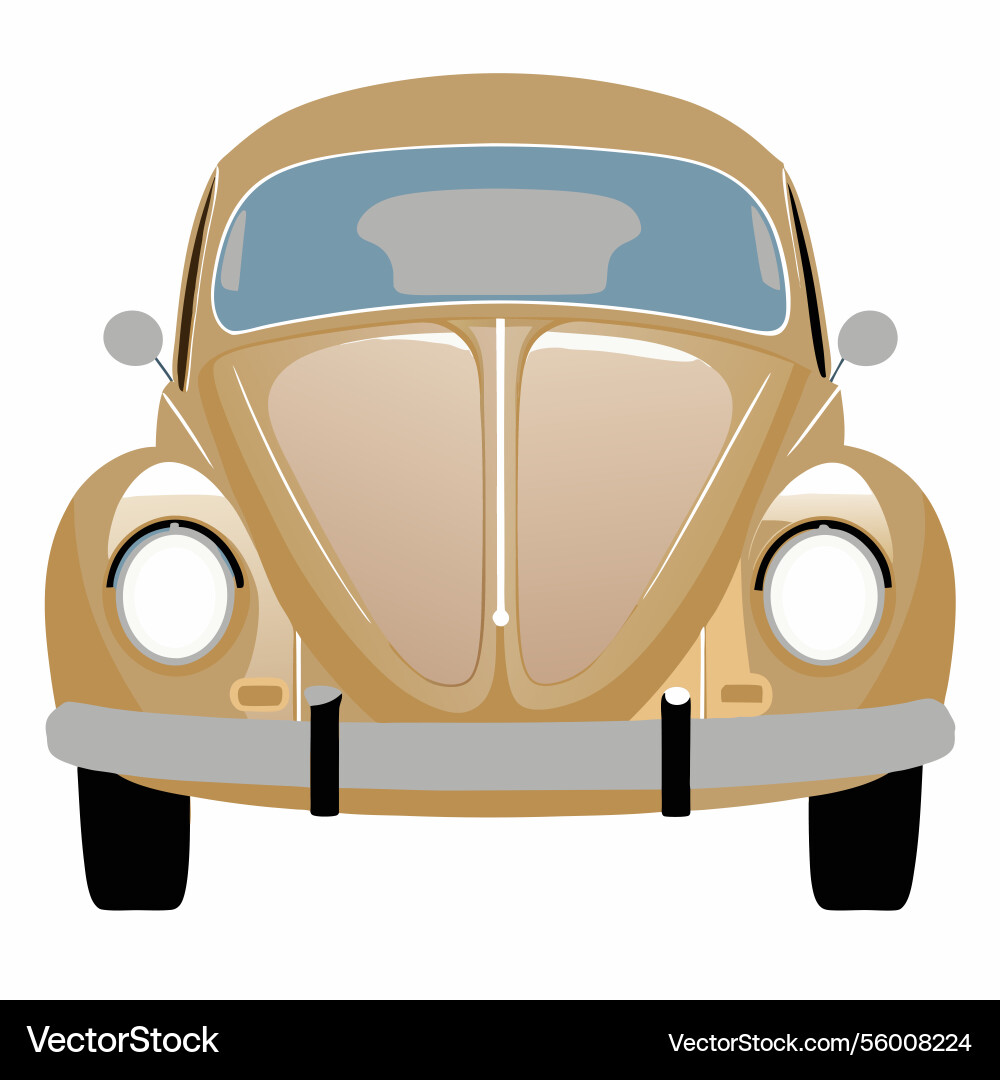 Classic beige volkswagen beetle car front view Vector Image