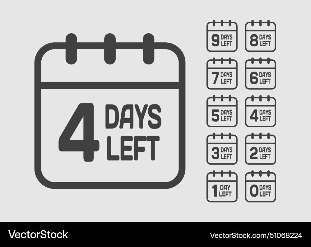 Countdown daily page calendar icon - 4 days left Vector Image