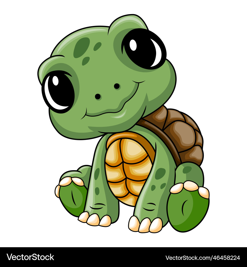 Cute baby turtle a sitting Royalty Free Vector Image
