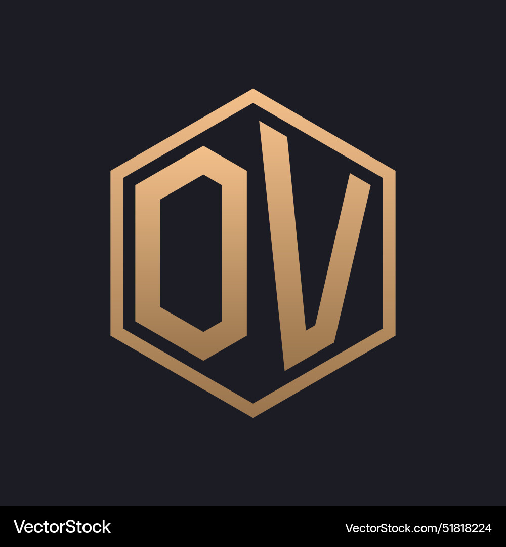 Elegant hexagon letter ov logo design initial Vector Image