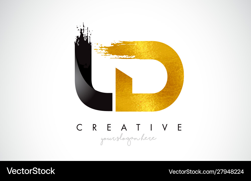 Ld letter design with brush stroke and modern 3d Vector Image