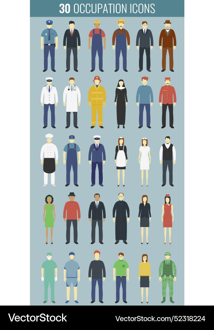 Occupation icon set people of different Royalty Free Vector