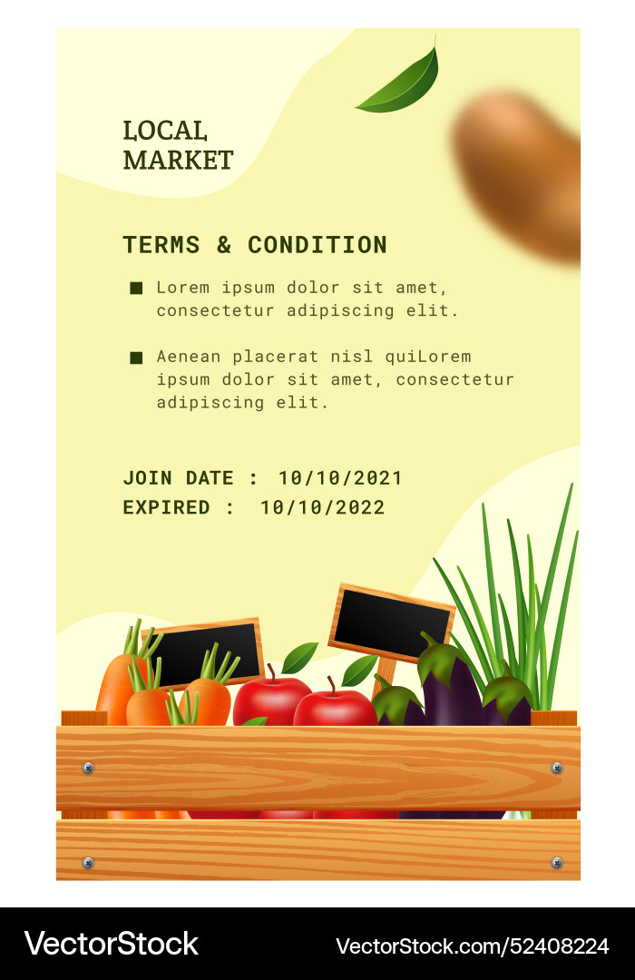 Realistic local market id card template Royalty Free Vector