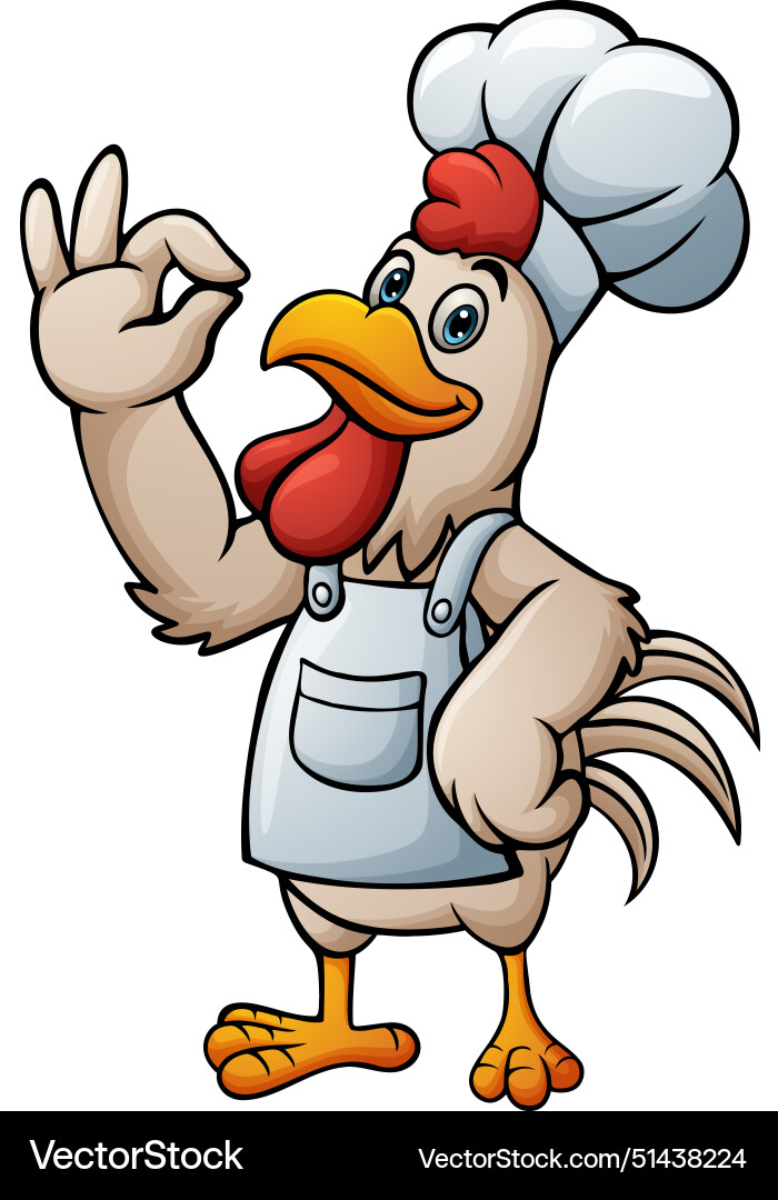 Rooster chef mascot giving ok sign Royalty Free Vector Image