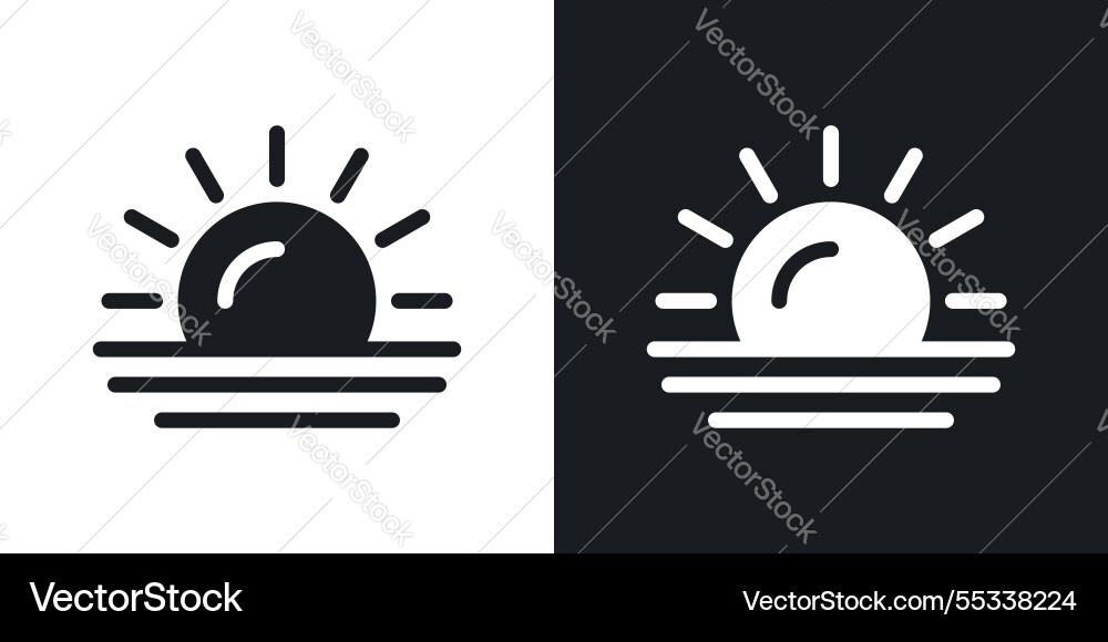 Sunrise icons set black and colored style Vector Image