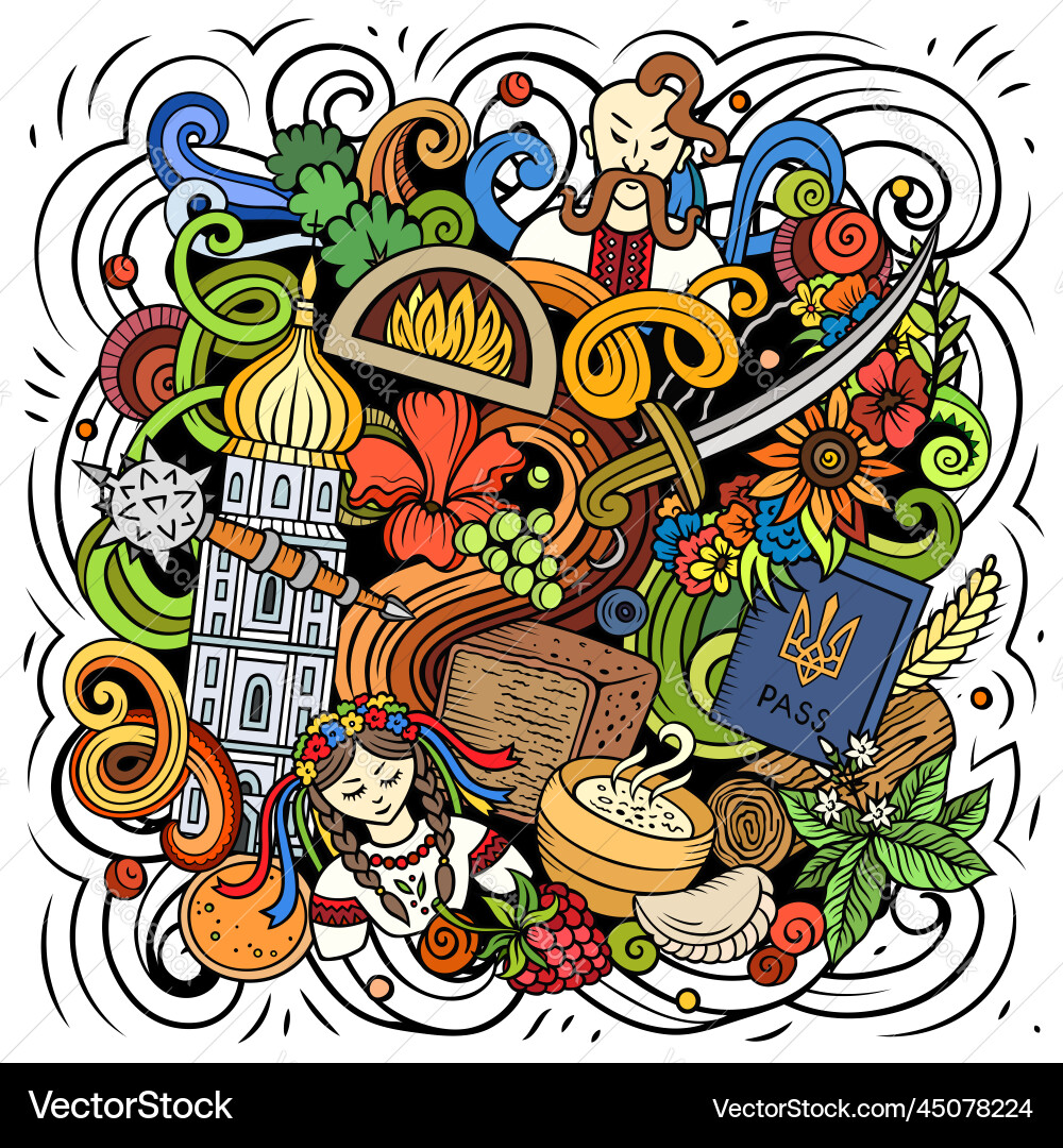 Ukraine cartoon doodle funny Royalty Free Vector Image