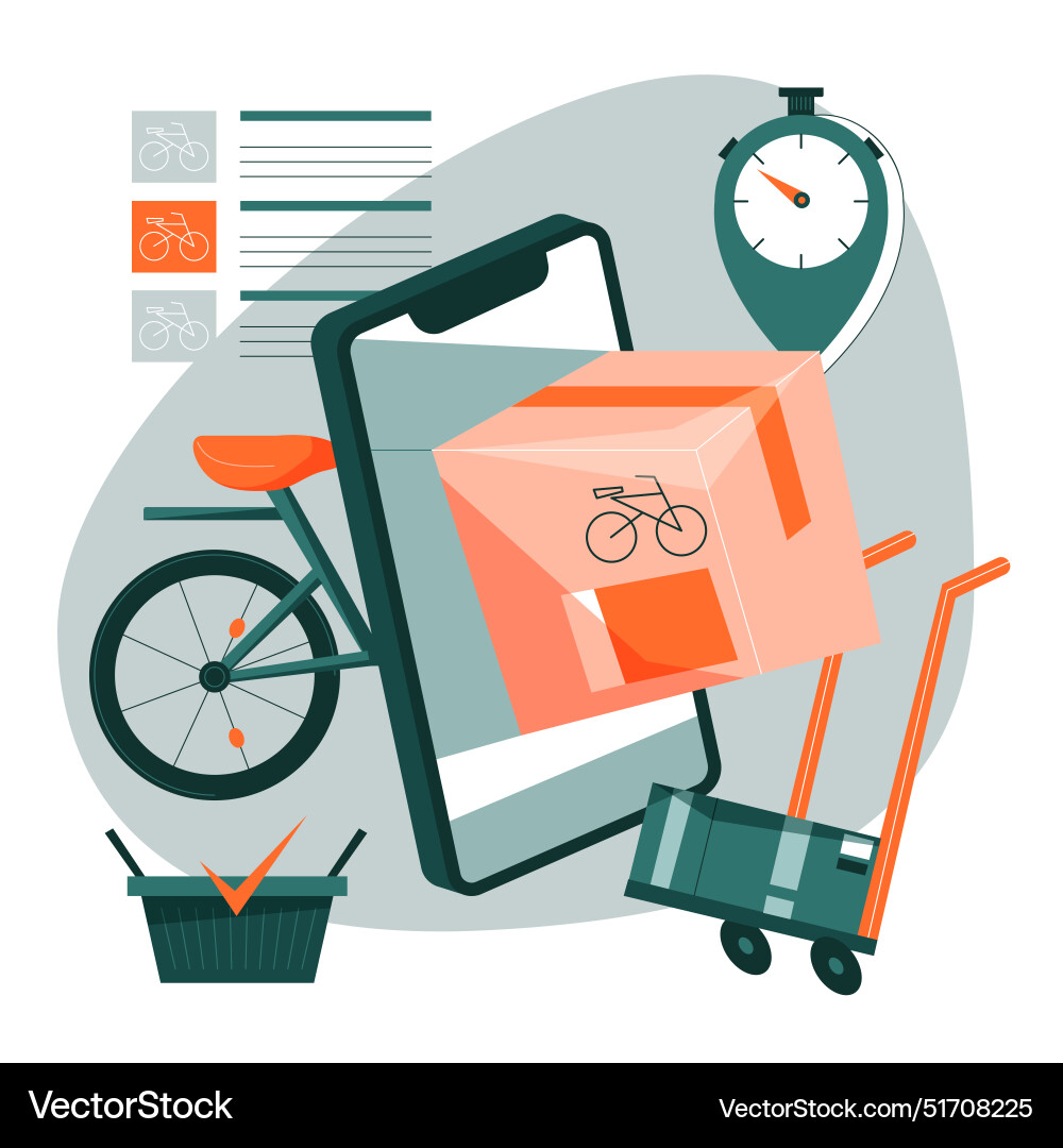 A cardboard box with bicycle placed Royalty Free Vector