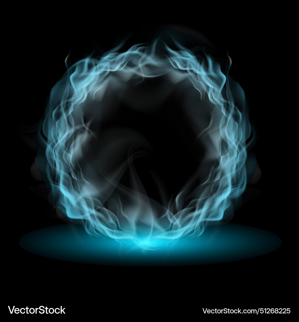 Blue realistic round fiery framefire circlering Vector Image