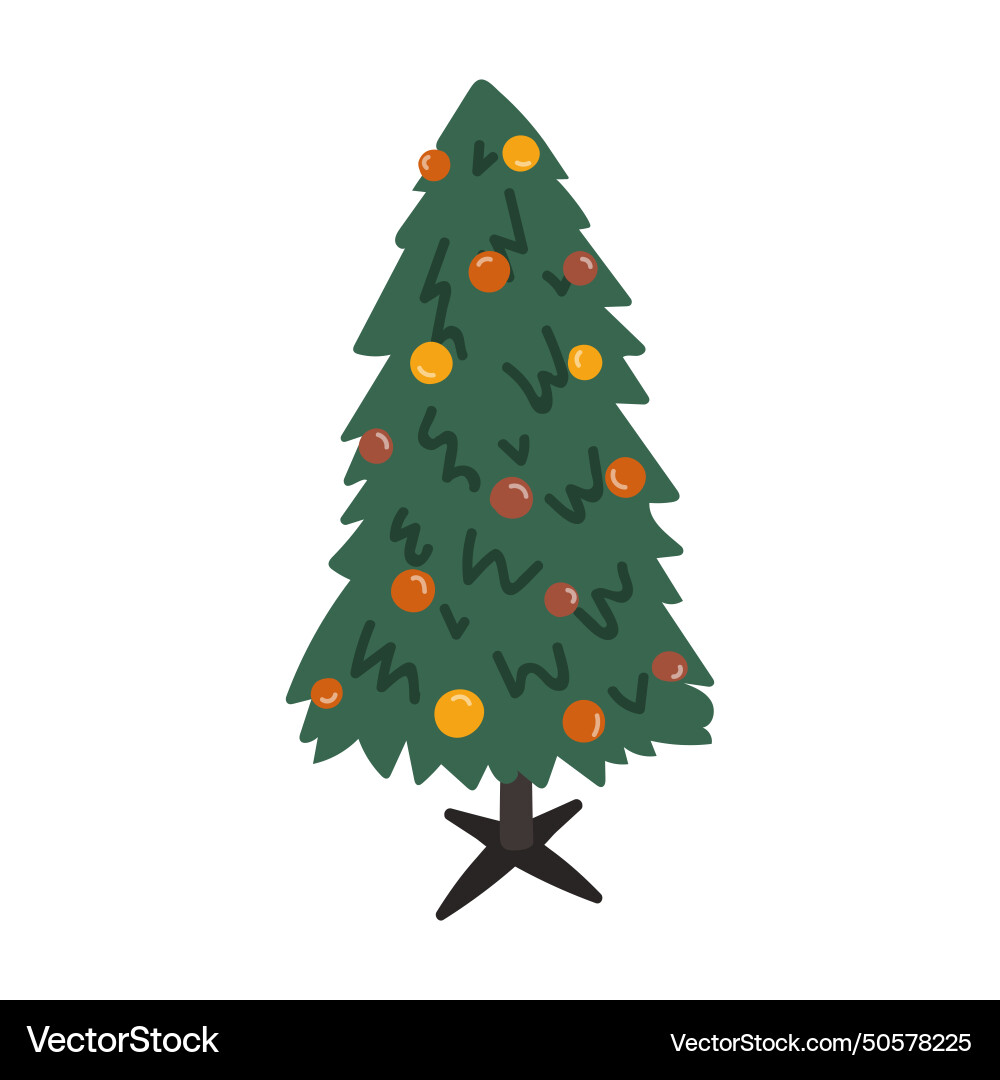 Cartoon christmas tree on stand Royalty Free Vector Image