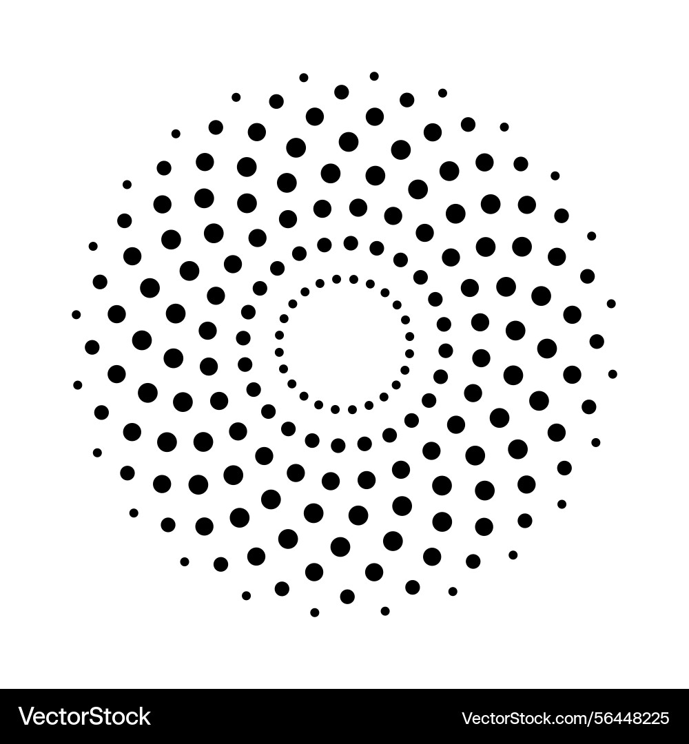 Circular halftone dot ring with hollow center Vector Image