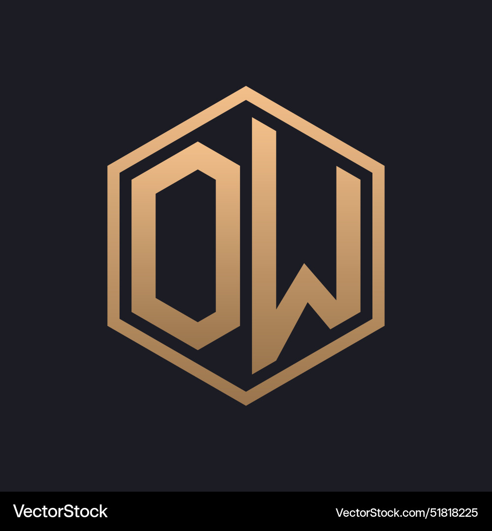 Elegant hexagon letter ow logo design initial Vector Image