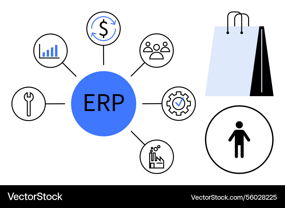 Erp system concept with business icons Royalty Free Vector