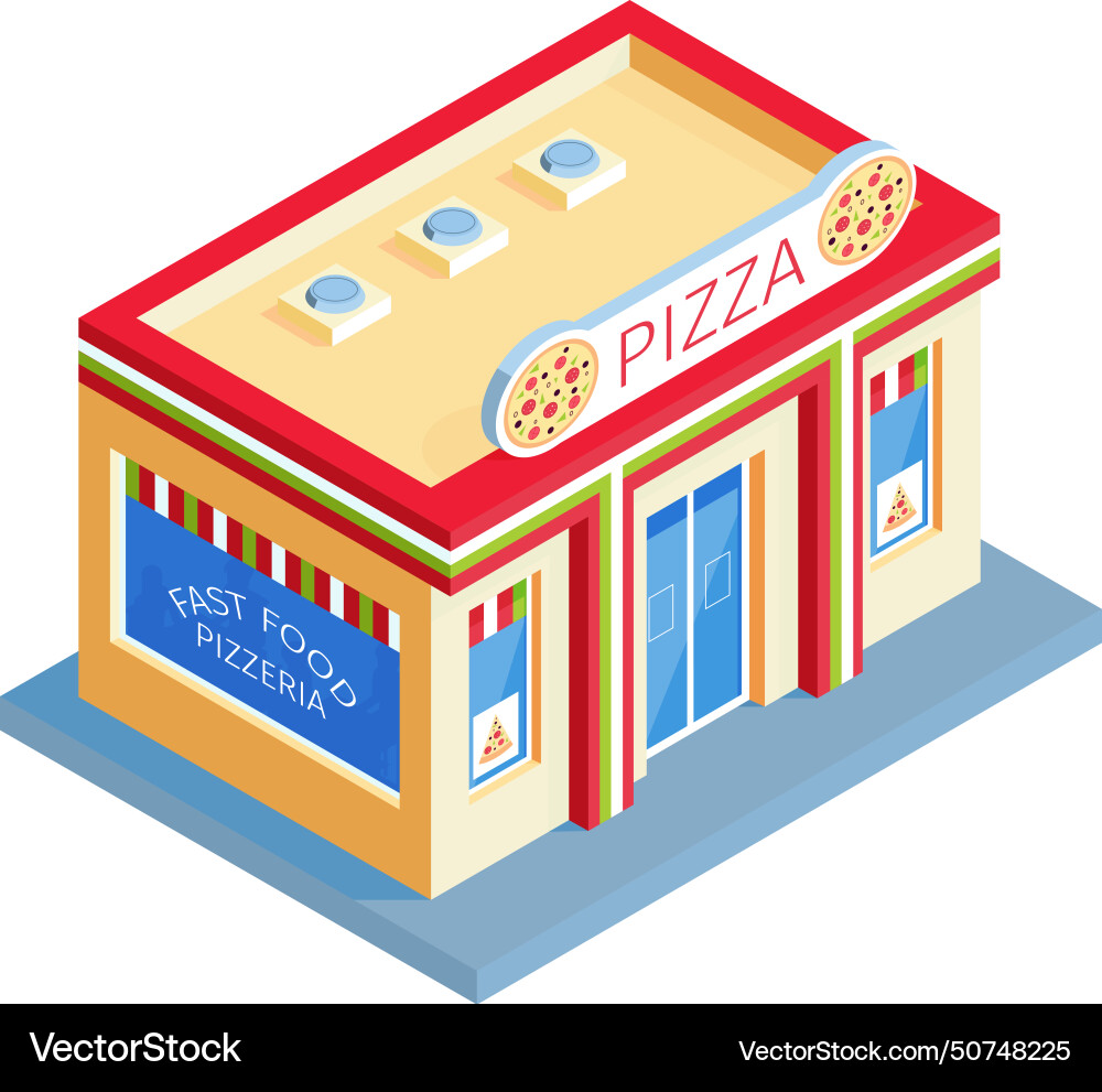 Pizza restaurant building composition Royalty Free Vector