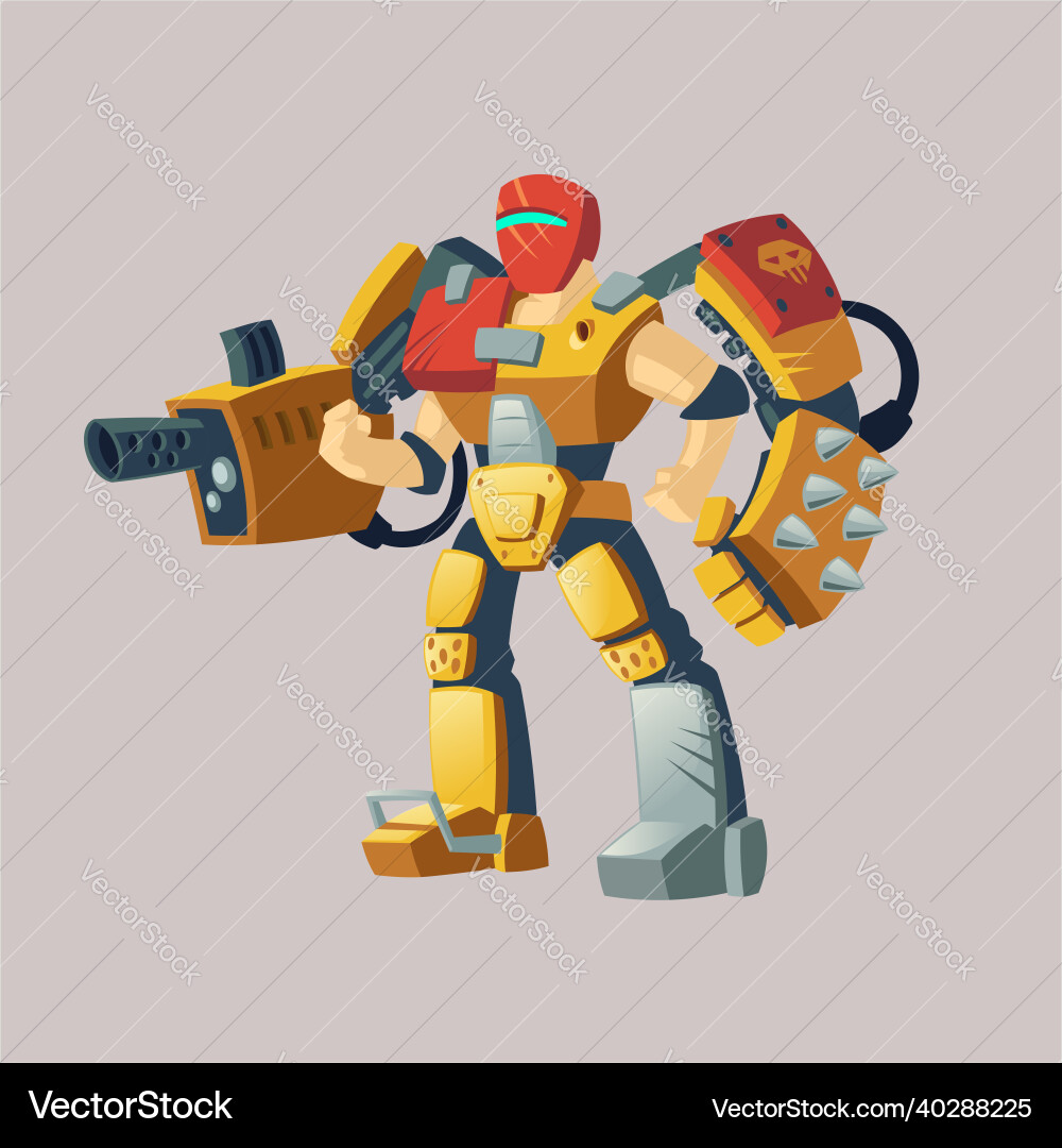 Robot guard human armor Royalty Free Vector Image