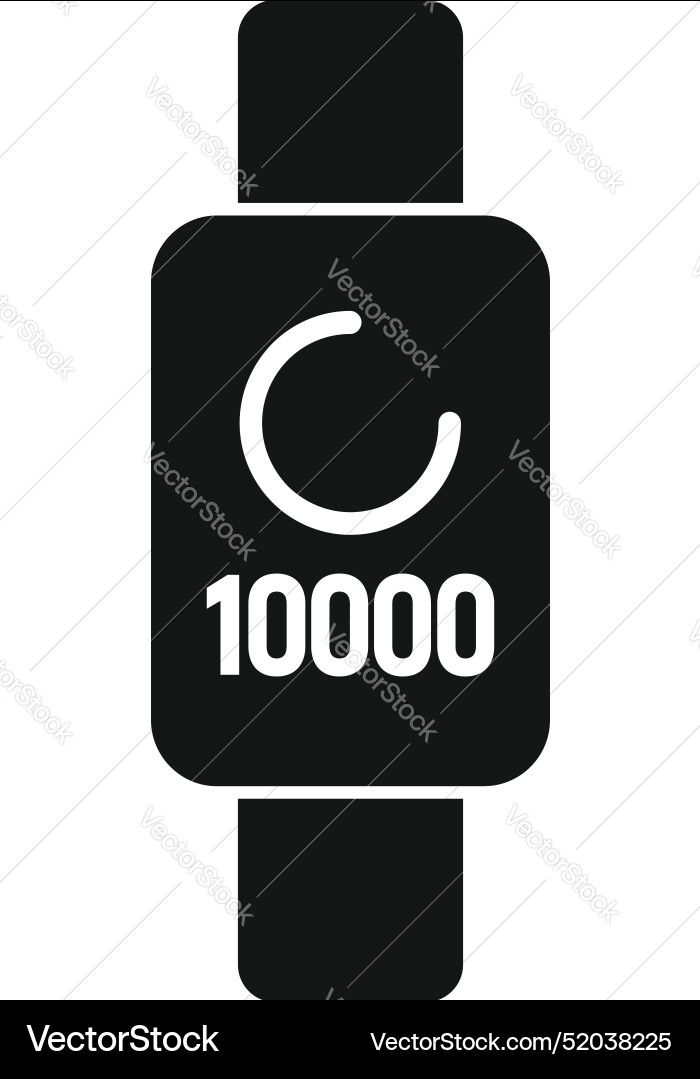 Smartwatch showing 10000 steps icon simple style Vector Image