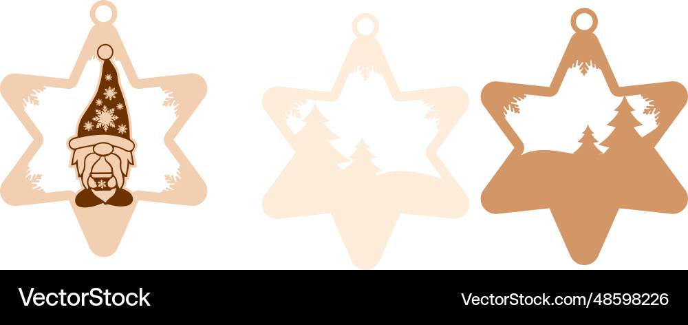 Christmas ornaments gnomes bundle cut templates Vector Image