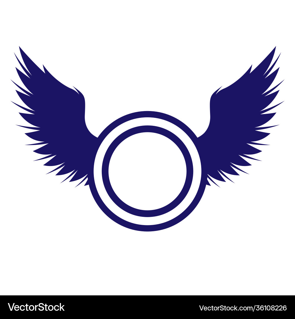 Circle shield with wings Royalty Free Vector Image