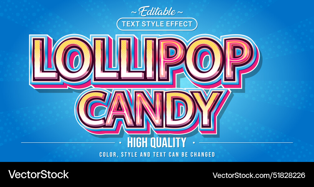 Editable text style effect - lollipop candy Vector Image