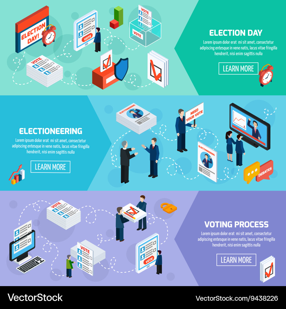 Elections and voting isometric banners Royalty Free Vector