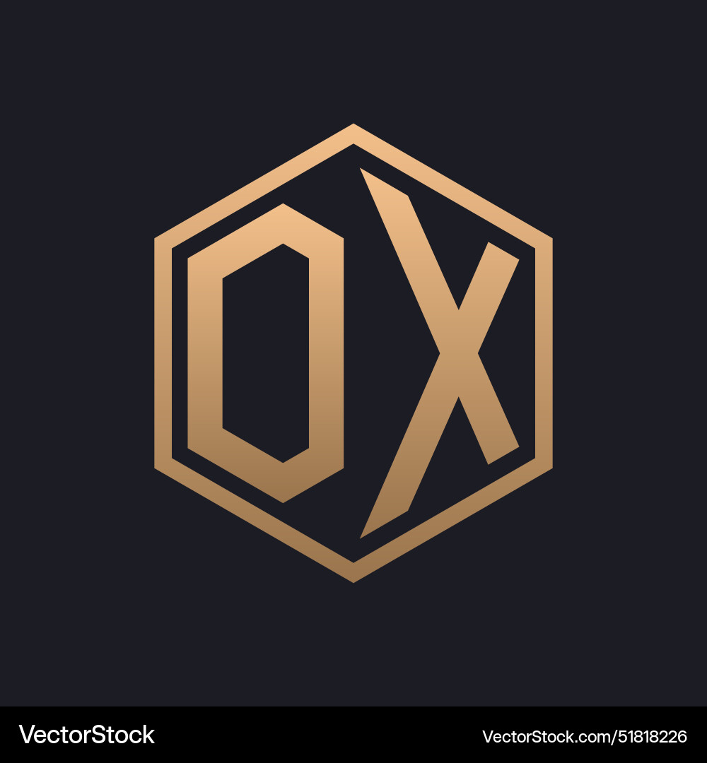 Elegant hexagon letter ox logo design initial Vector Image