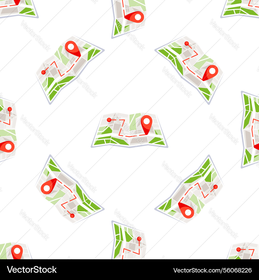 Folded paper city map showing route and Royalty Free Vector