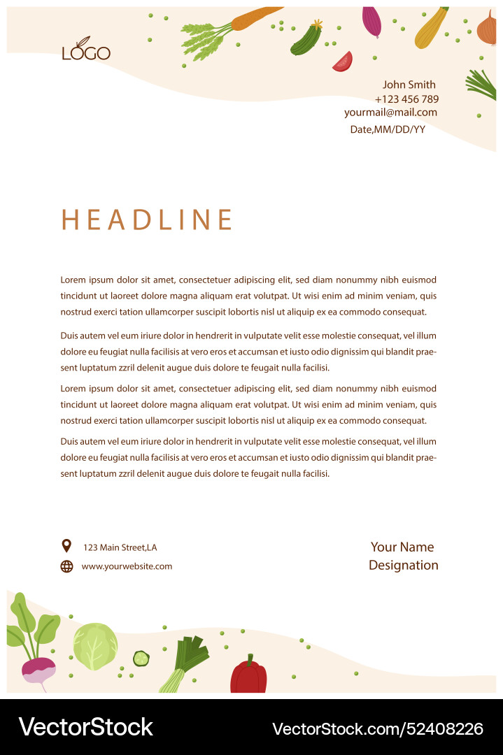 Hand drawn local market letterhead template Vector Image