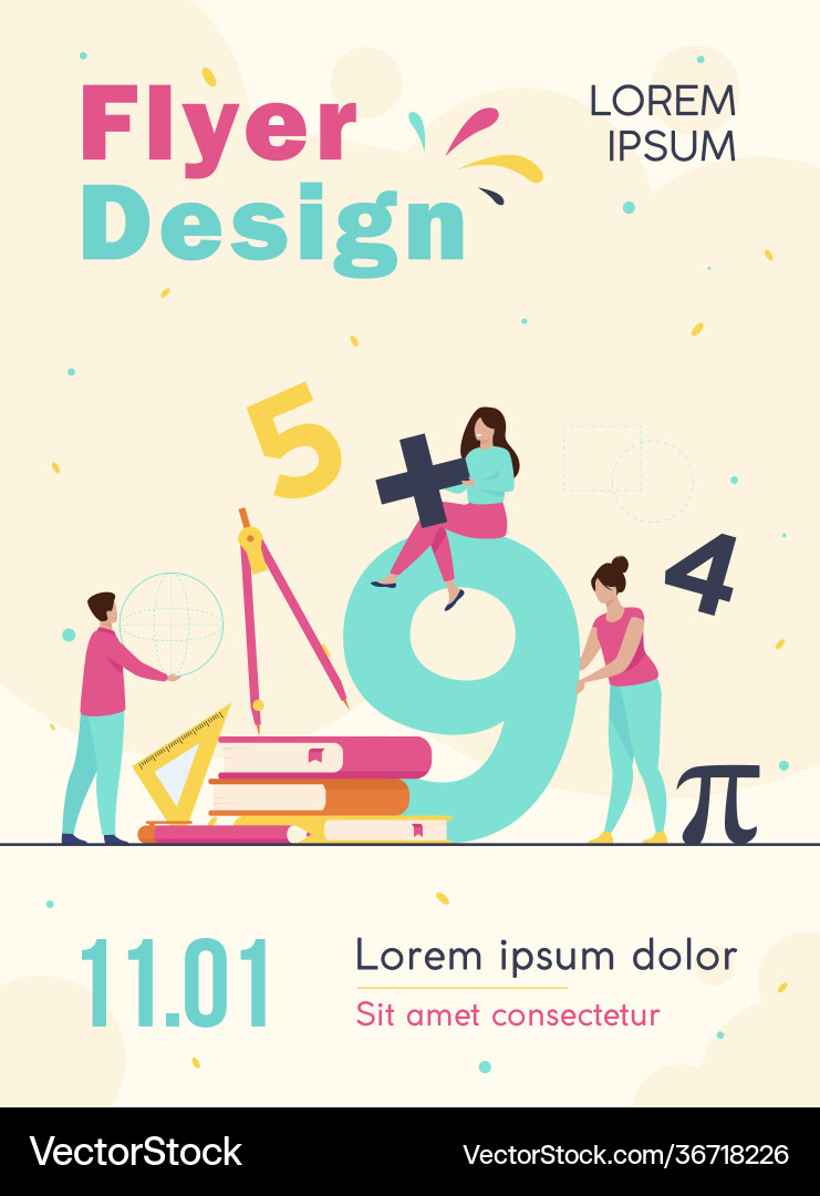 Happy students learning math in college or school Vector Image