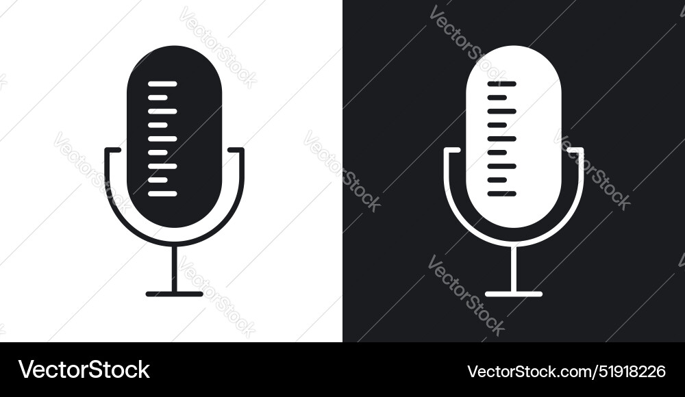 Microphone icon set in solid black and white color