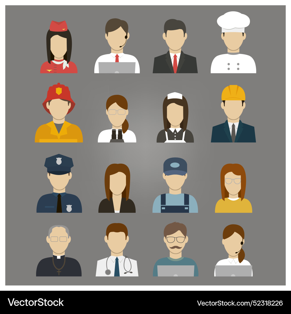 Occupation icon set people of different Royalty Free Vector