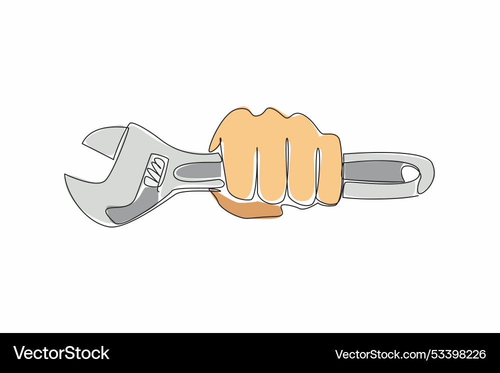 Single continuous line drawing hand is clenching Vector Image
