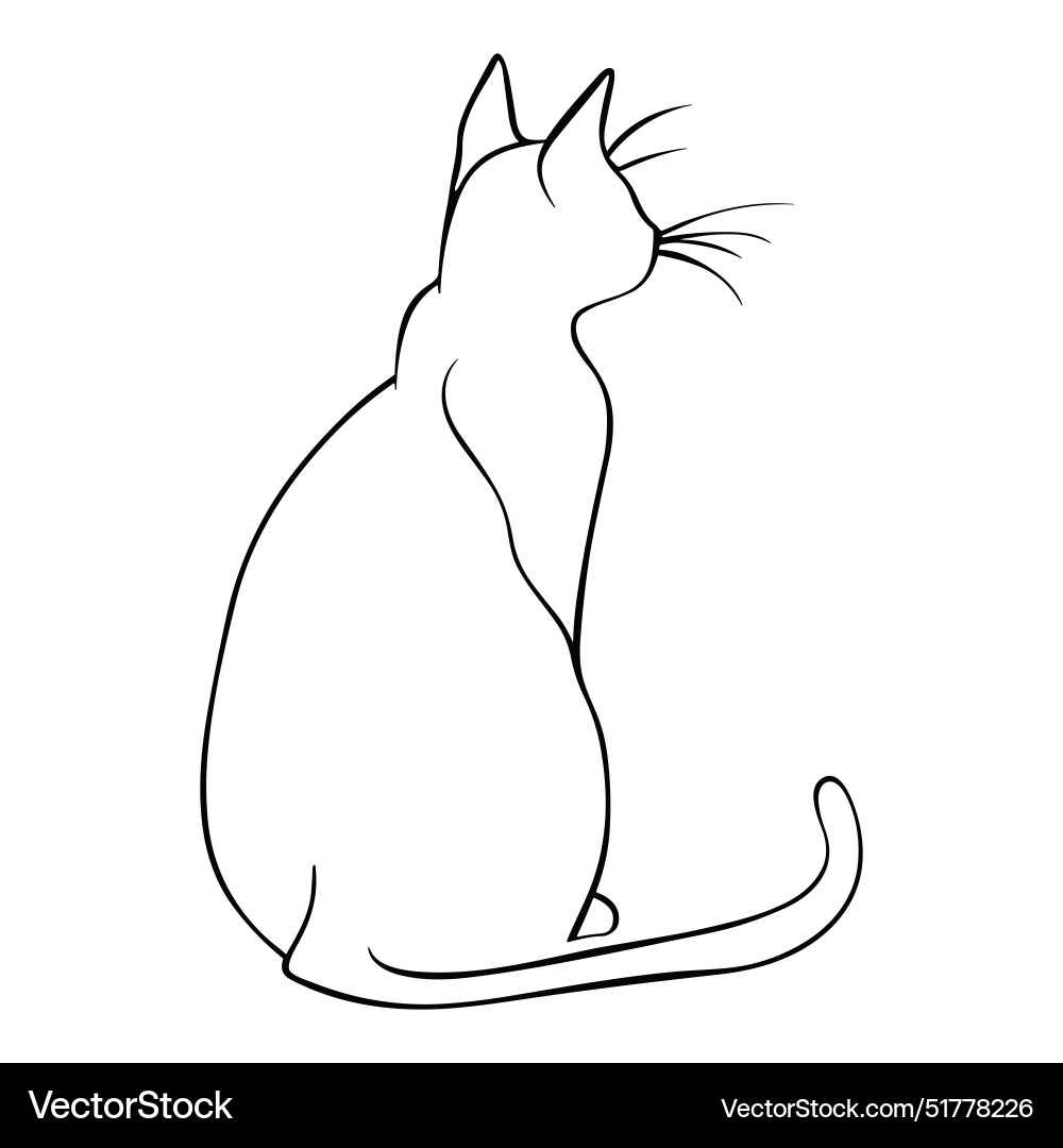 Sitting cat one line drawing art abstract hand Vector Image