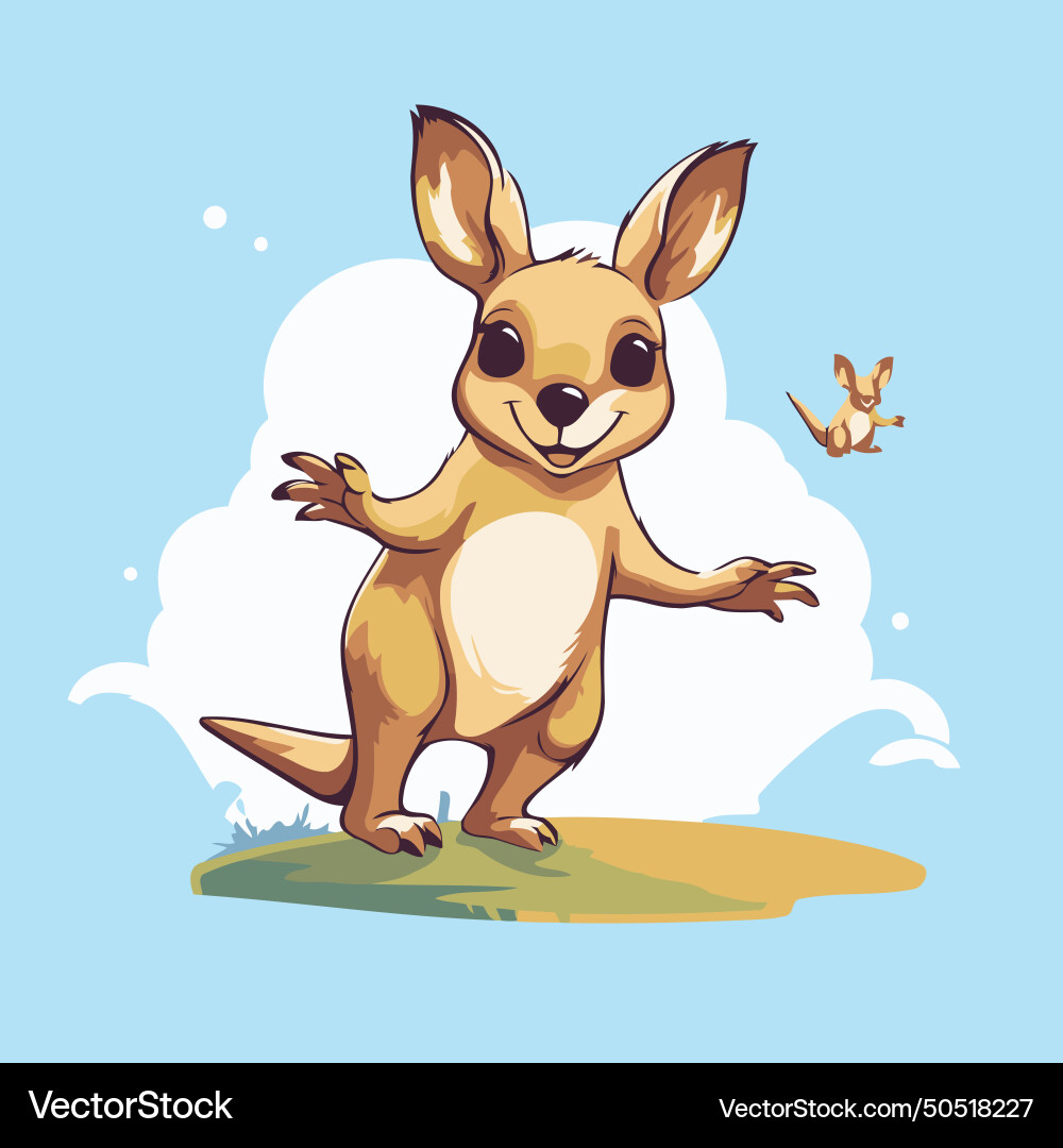 Cartoon kangaroo on the meadow Royalty Free Vector Image