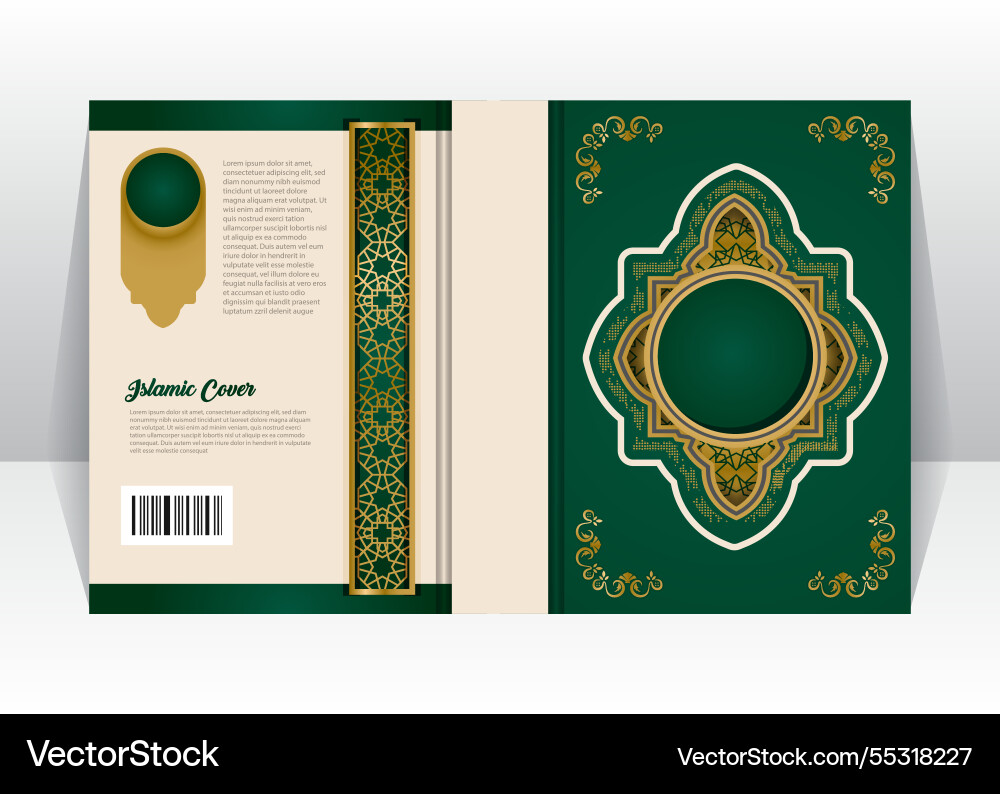 Islamic book cover with arabesque arabic element Vector Image